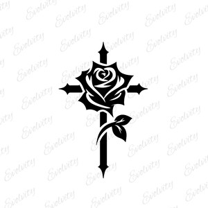 Cross With Rose SVG Bundle: Christian Clipart, Silhouette Cut Files ...