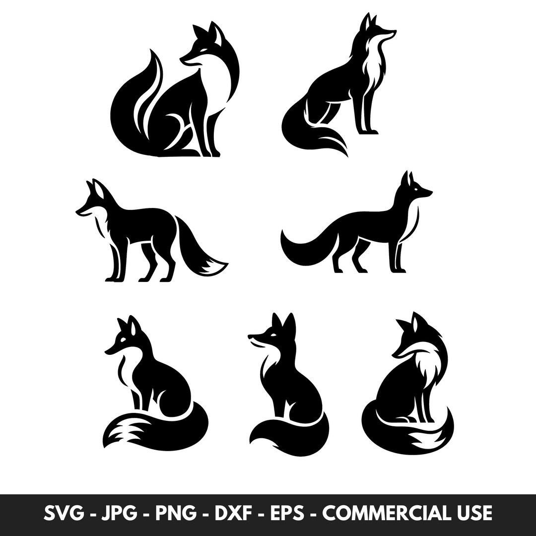 Fox SVG Bundle 7 Fox Vectors, Fox Silhouette, Fox Png, Animal Clipart ...
