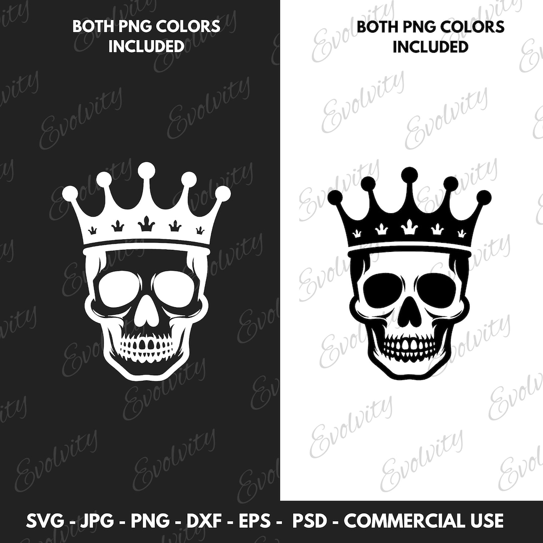 Skull With Crown SVG Vector and Royal Skull Face Silhouette PNG Clipart ...