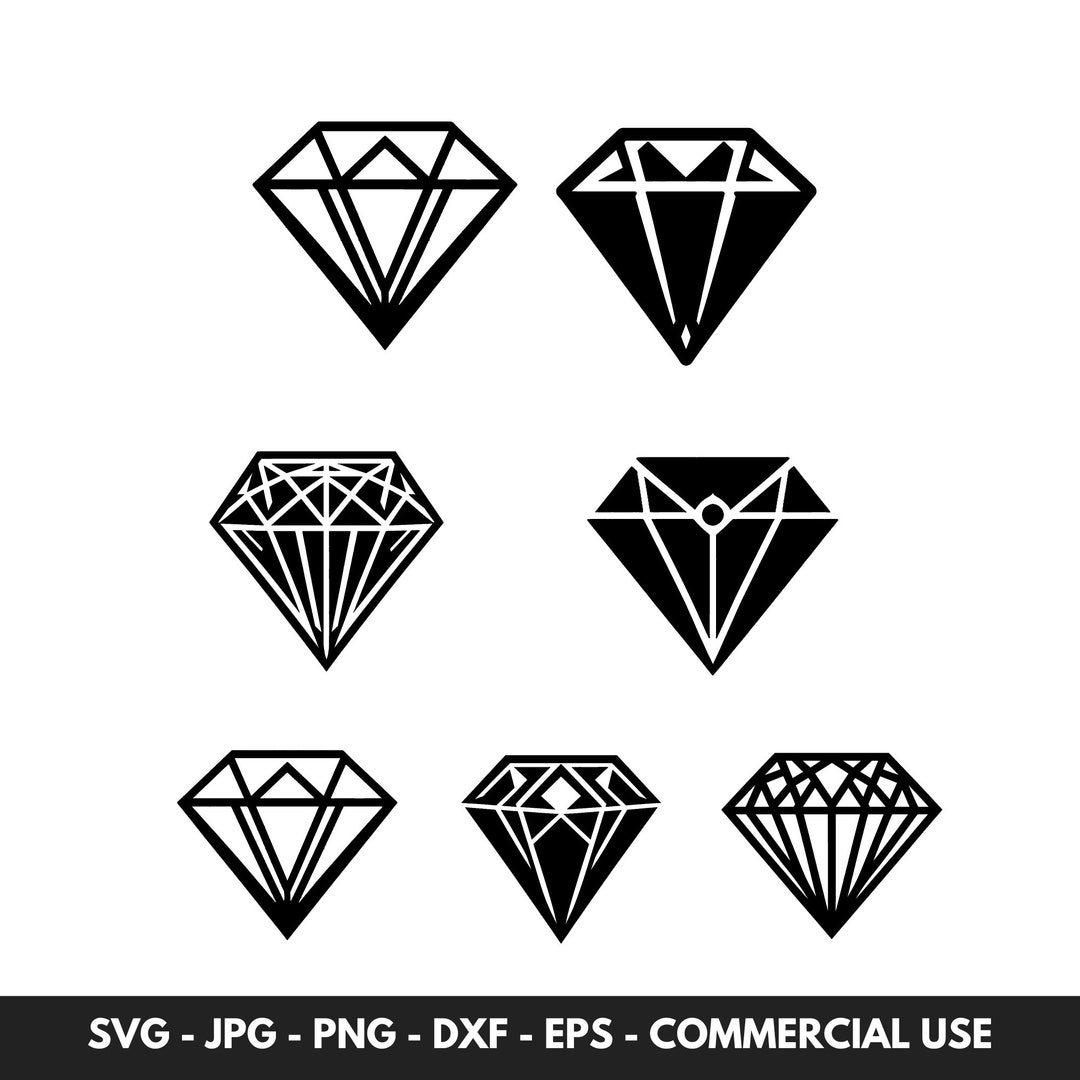 Diamond SVG Vector Bundle: Silhouette Clipart for Wedding Projects ...