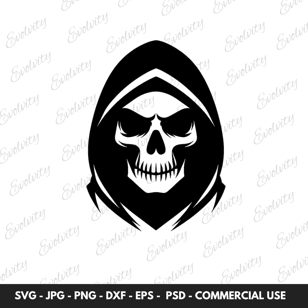 Skull Face With Hood SVG Vector and Skull Silhouette PNG Clipart Cut ...
