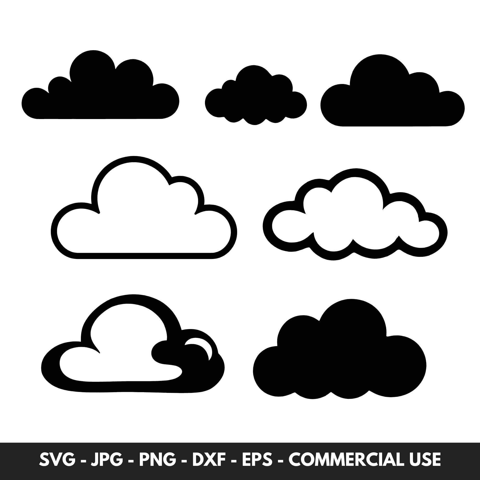 Cloud SVG Bundle: Weather Clipart, Silhouette Cut Files (digital ...