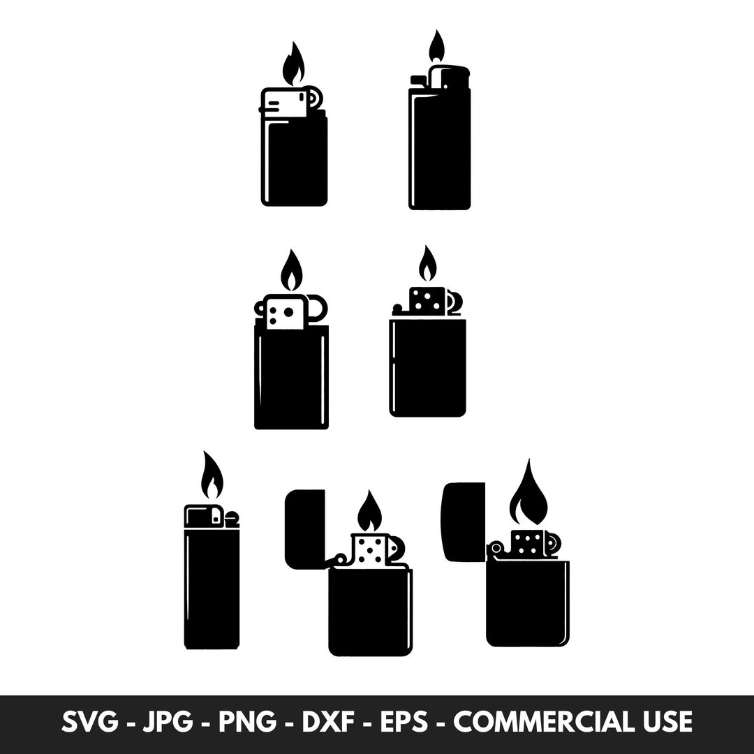 Lighter SVG Vector Bundle With 7 Pocket Lighter Clipart Silhouette PNG ...