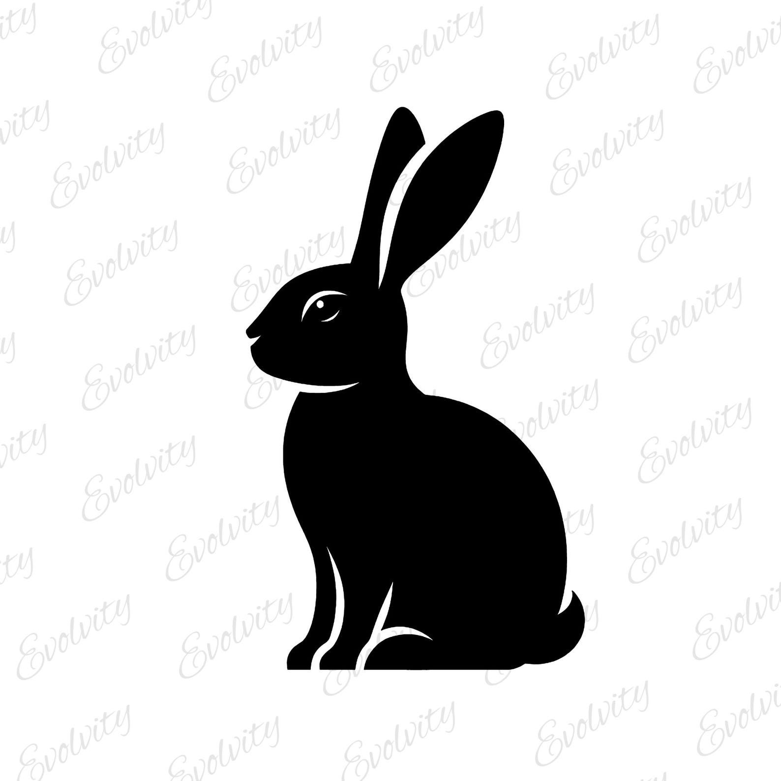 Bunny SVG Bundle - 3 Rabbit Vectors, Rabbit Silhouette, Eastern Bunny ...