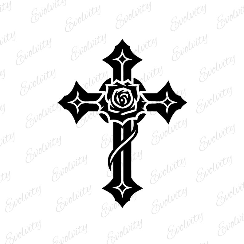 Cross With Rose SVG Bundle: Christian Clipart, Silhouette Cut Files ...