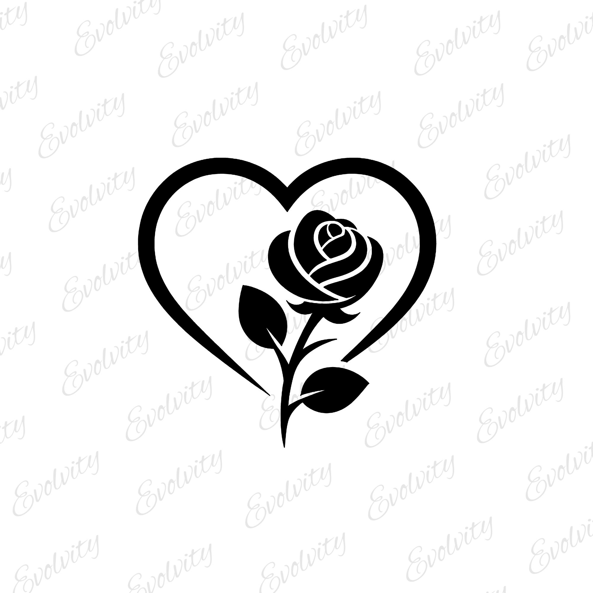 Heart Rose SVG, Elegant Rose Heart PNG, Use for Crafting Romantic Decor ...