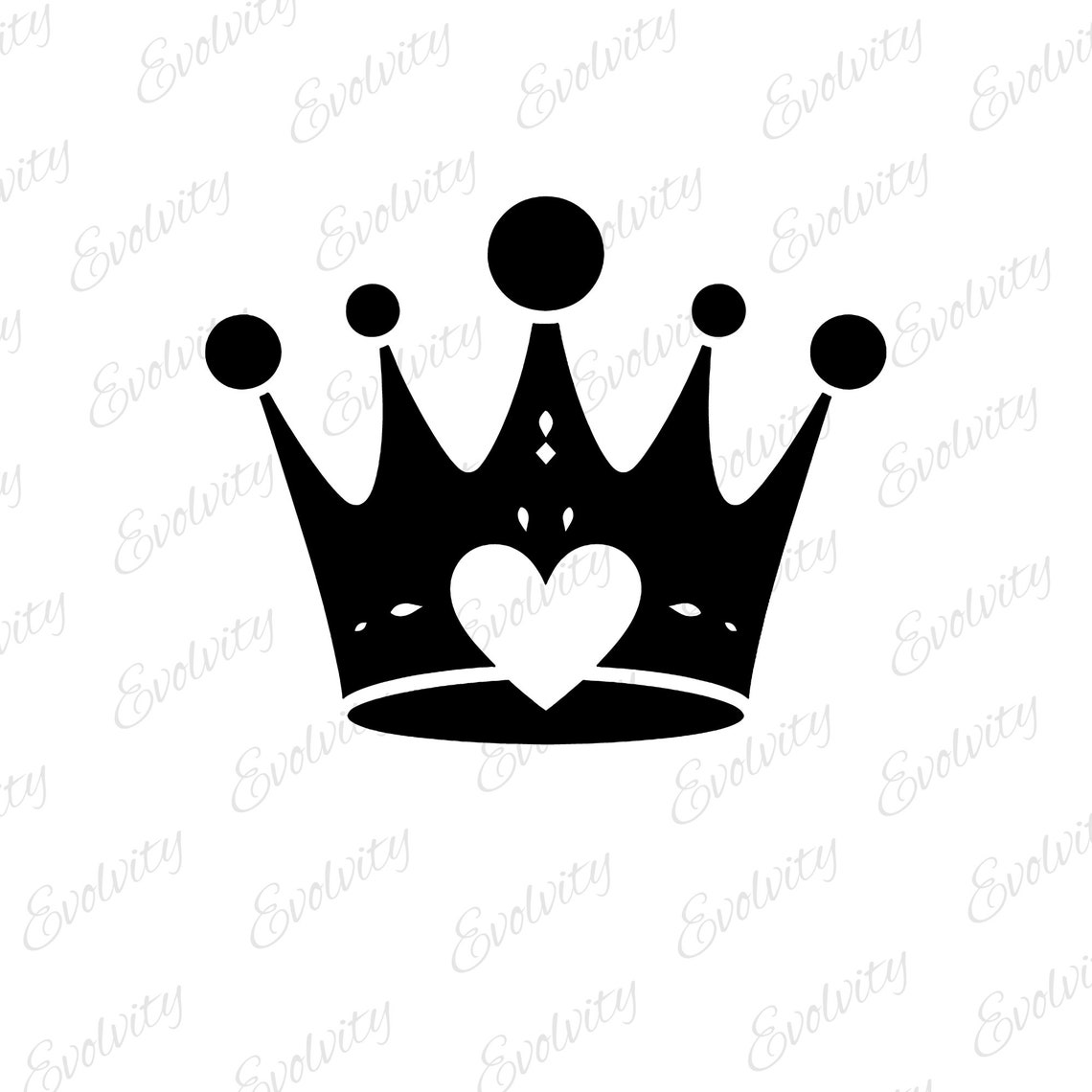 Crown With Heart SVG Bundle, Princess, Queen SVG, 7 Heart With Crown ...