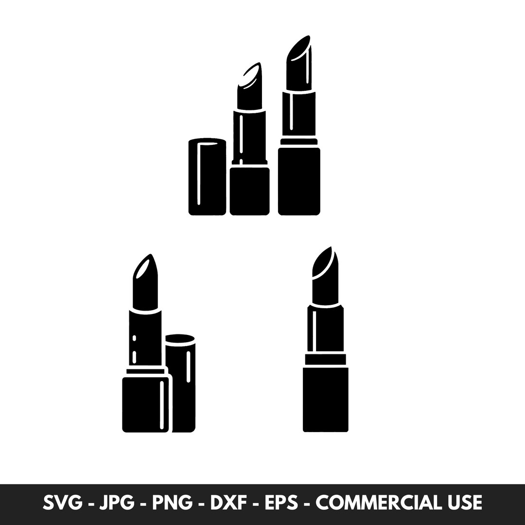 Lipstick SVG Bundle, 3 Lipstick Vectors, Lipstick Clipart, Beauty PNG ...