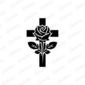 Cross With Rose SVG Bundle: Silhouette Clipart (digital Download) - Etsy