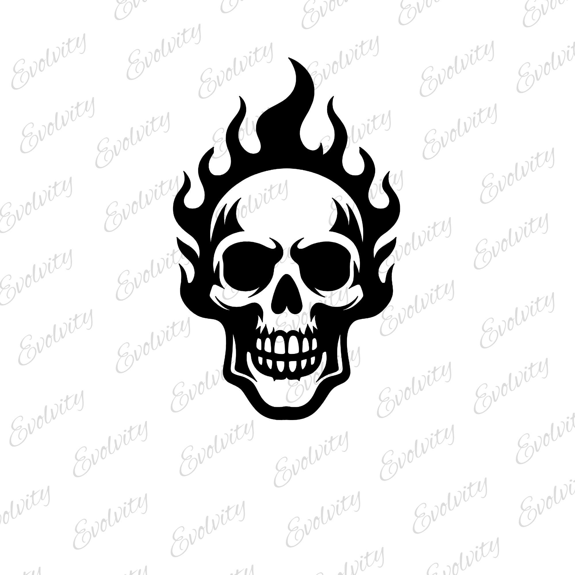 Skull With Flames SVG: PNG Clipart Illustration (digital Download) - Etsy