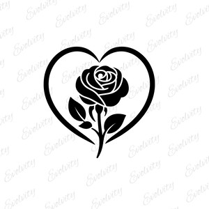 Romantic Heart Rose SVG and Rose Heart PNG, Detailed Floral Graphics ...