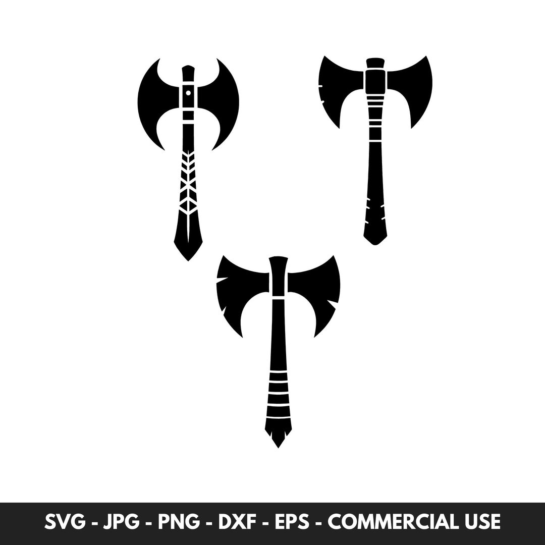 Battle Axe SVG Bundle 3 Axe Vectors, Axe Clipart, Axe PNG Svg, Dxf, Png ...