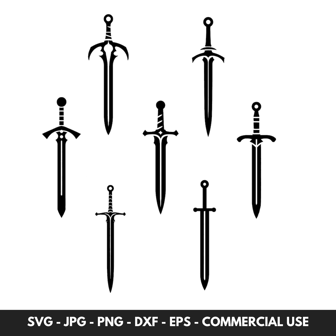 Sword SVG Bundle 7 Sword Vectors, Sword Silhouette, Knights Png Svg ...