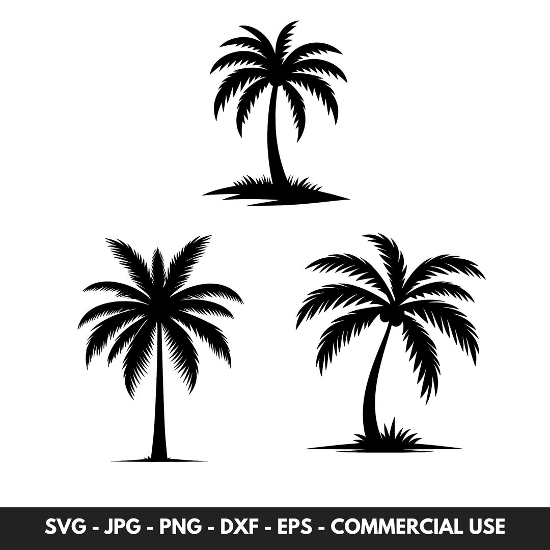 Palm Tree SVG Vector Bundle: Tropical Silhouette Clipart (digital ...
