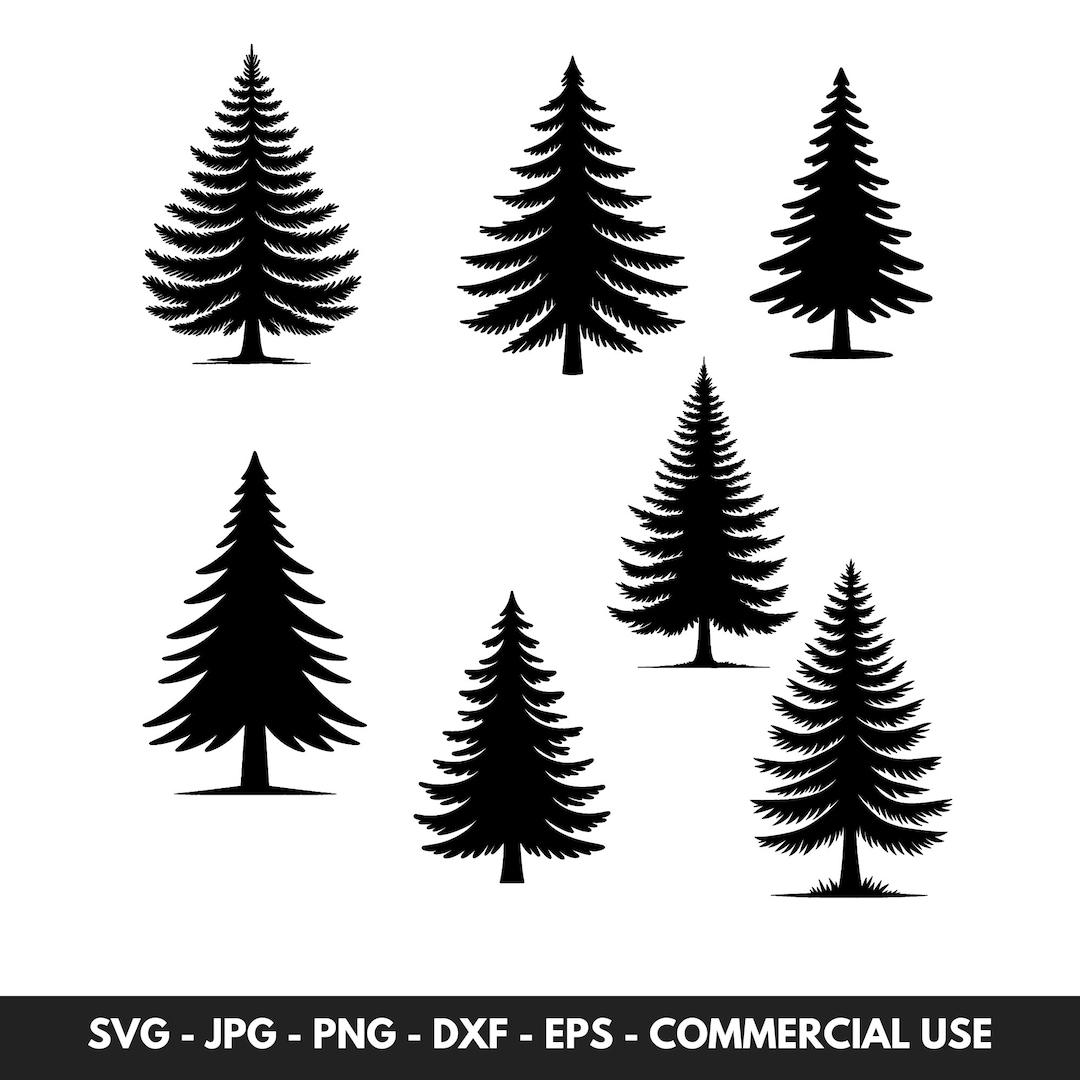 Pine Tree SVG Bundle, Pine Tree Clipart, 7 Pine Trees SVG, Pine Tree ...