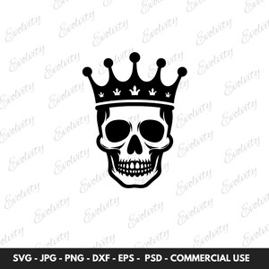 Skull With Crown SVG Vector and Royal Skull Face Silhouette PNG Clipart ...