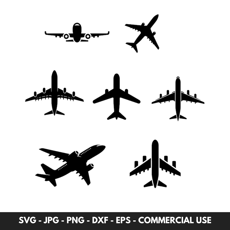 Airplane SVG Bundle, 7 Airplane Vectors, Airplane Clipart, Plane ...
