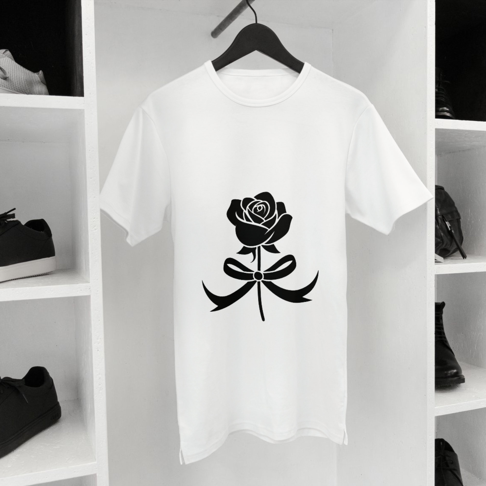 Rose With Ribbon SVG Clipart: Floral Design Cut File (digital Download ...