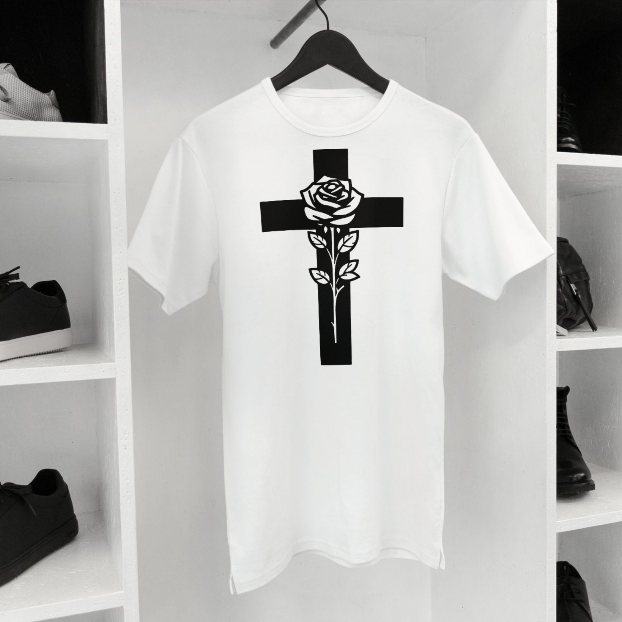 Cross With Rose SVG, Rose Vector, Cross PNG, Faith Clipart, Religious ...