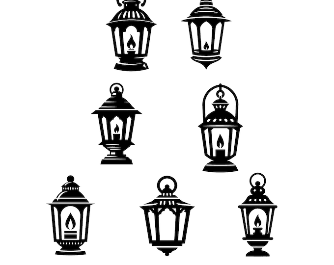 Lantern Silhouette SVG Clipart Vector Lantern Bundle Archivos de corte ...