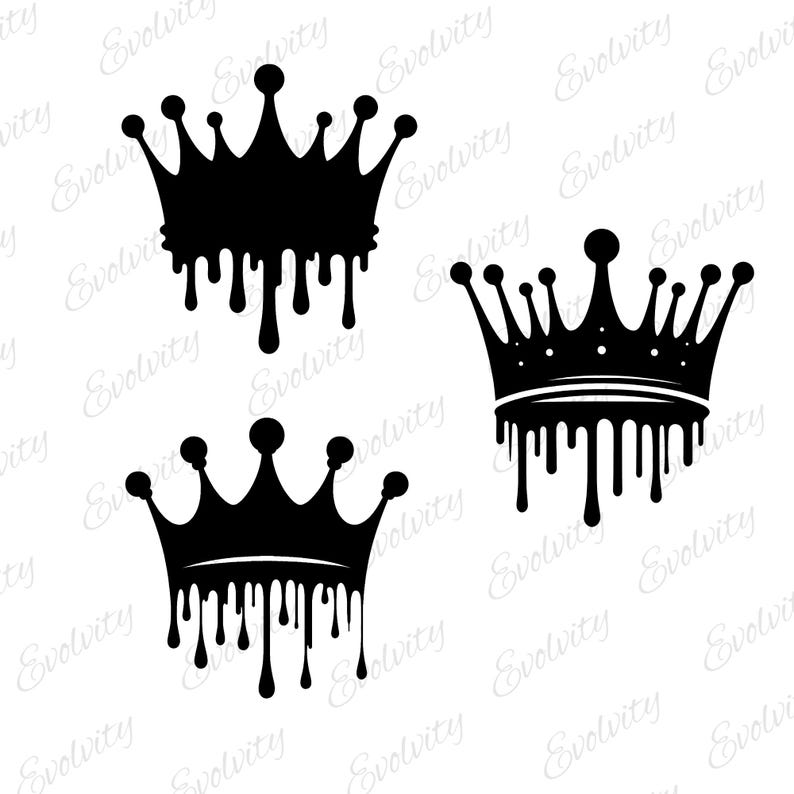 Dripping Crown SVG Vector Bundle and Drip King Queen Princess Crown ...
