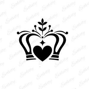 Crown With Heart SVG Bundle: Princess Queen Silhouette Clipart (digital ...