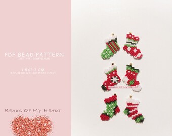 Christmas Beaded Charm Earrings Brick Stitch PDF Pattern for - Etsy