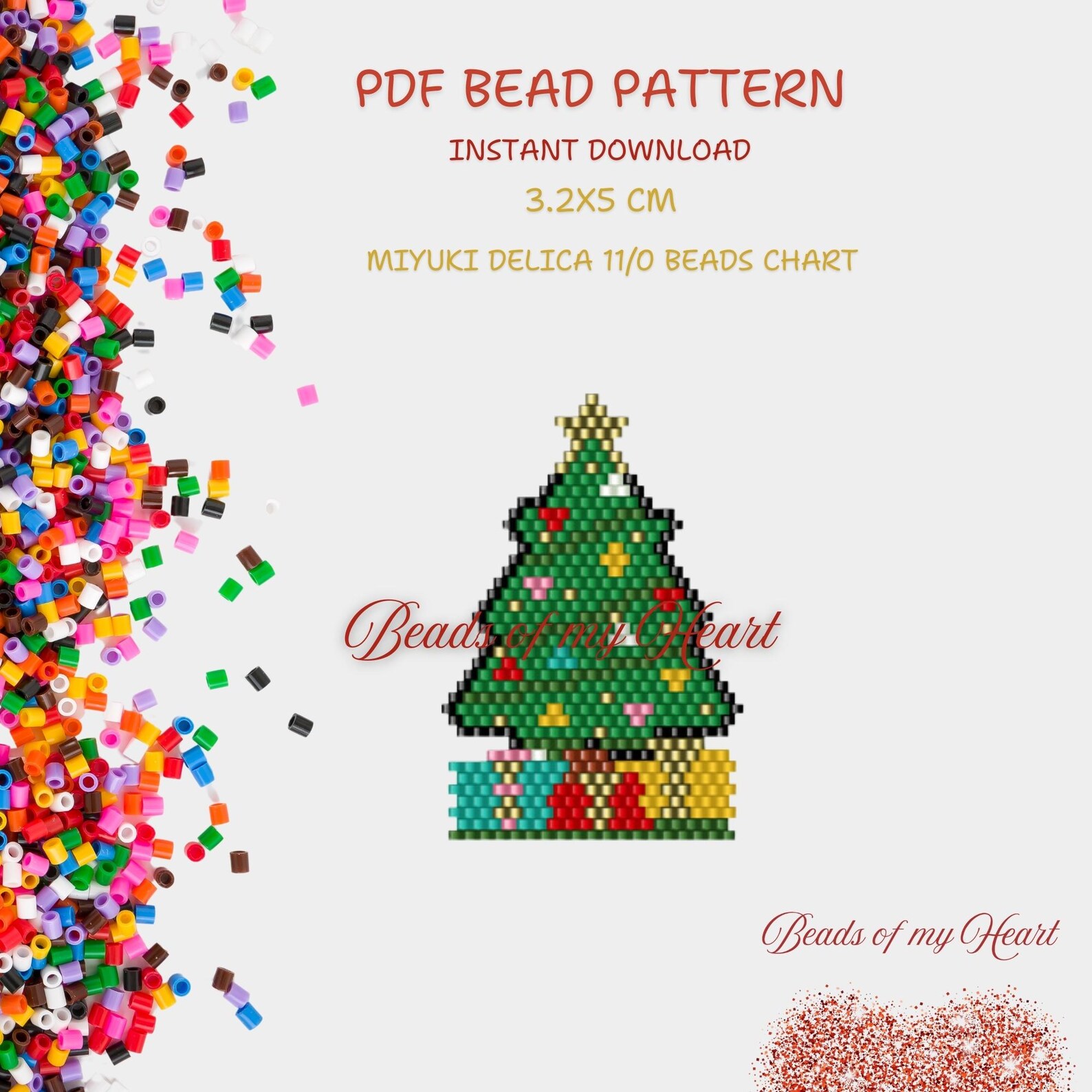 Christmas Tree Brick Stitch Pdf Miyuki Delica Green Seed Bead Pattern ...