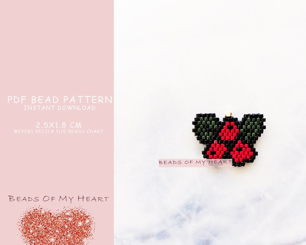 Christmas Red Holly Berry Brick Stitch Pdf Miyuki Delica Seed Bead ...