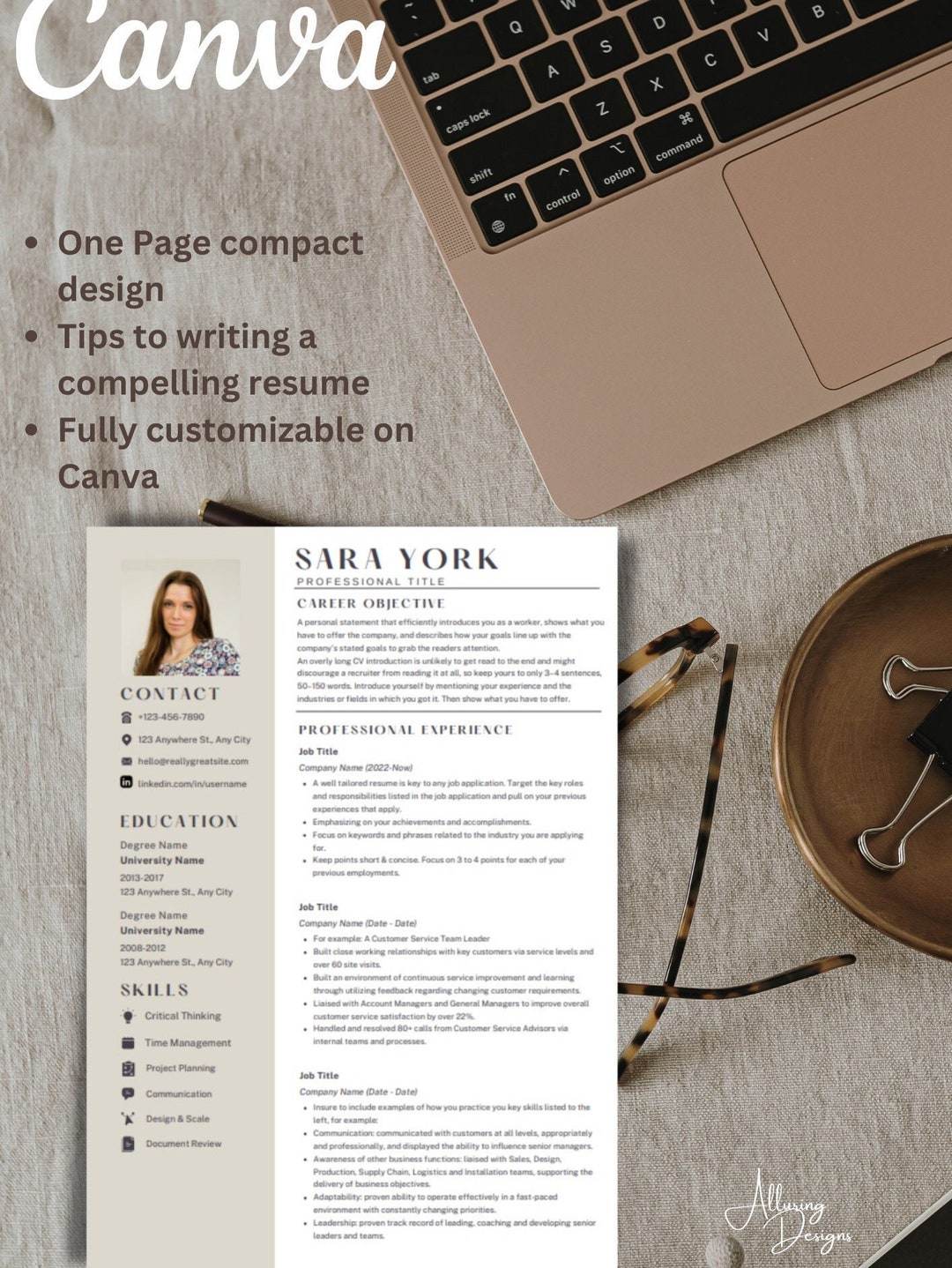 Resume Template Aesthetic Canva - Etsy