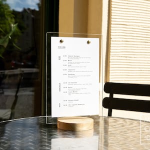 Acrylic Tabletop Menu Holder With Wood Base: Custom Sign - Etsy