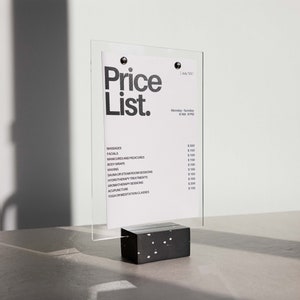 Acrylic Sign Holder, Terrazzo Table Tent, Transparent Table Menu ...