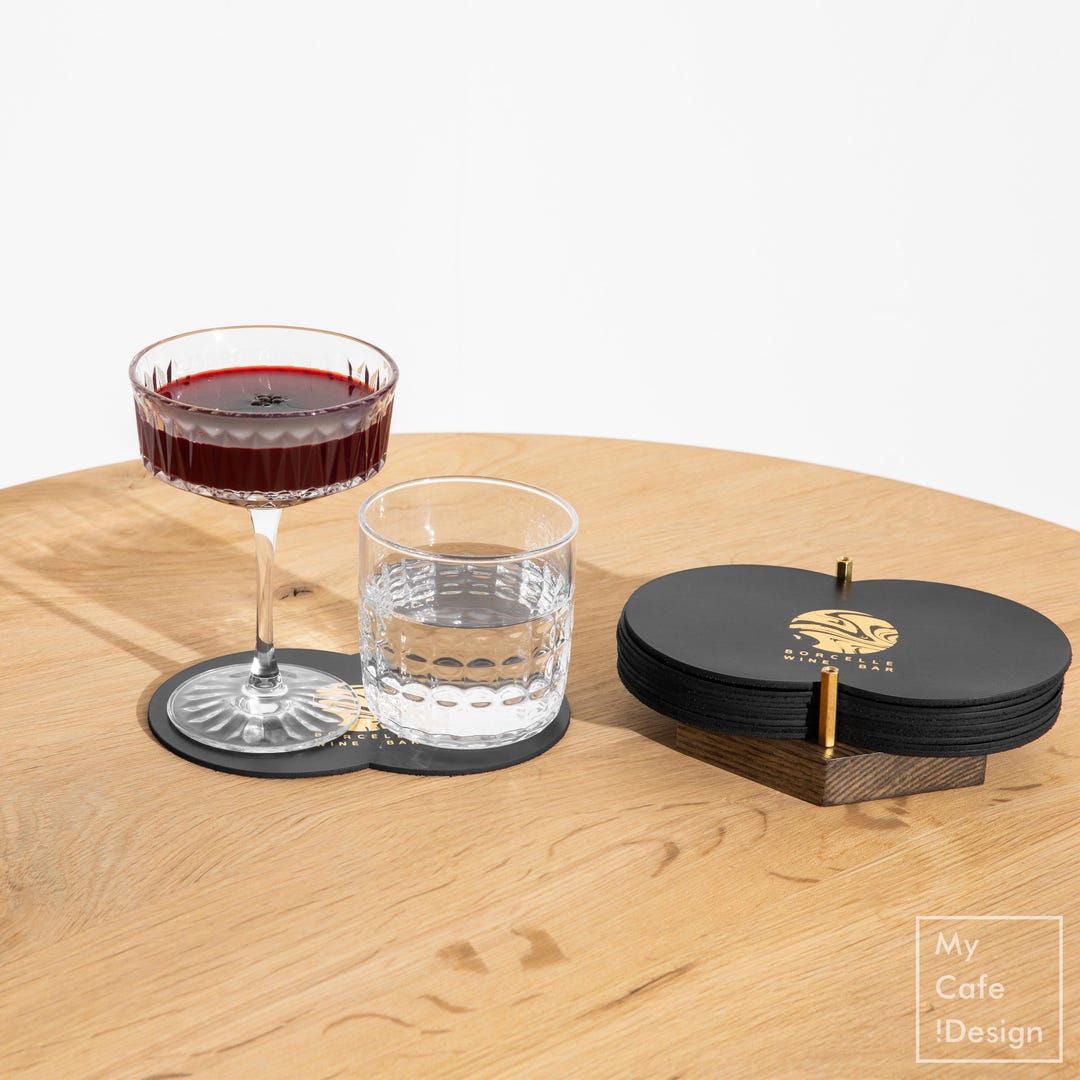 Personalized Leather Two Glasses Coasters Set of 10 Beverage Coasters ...