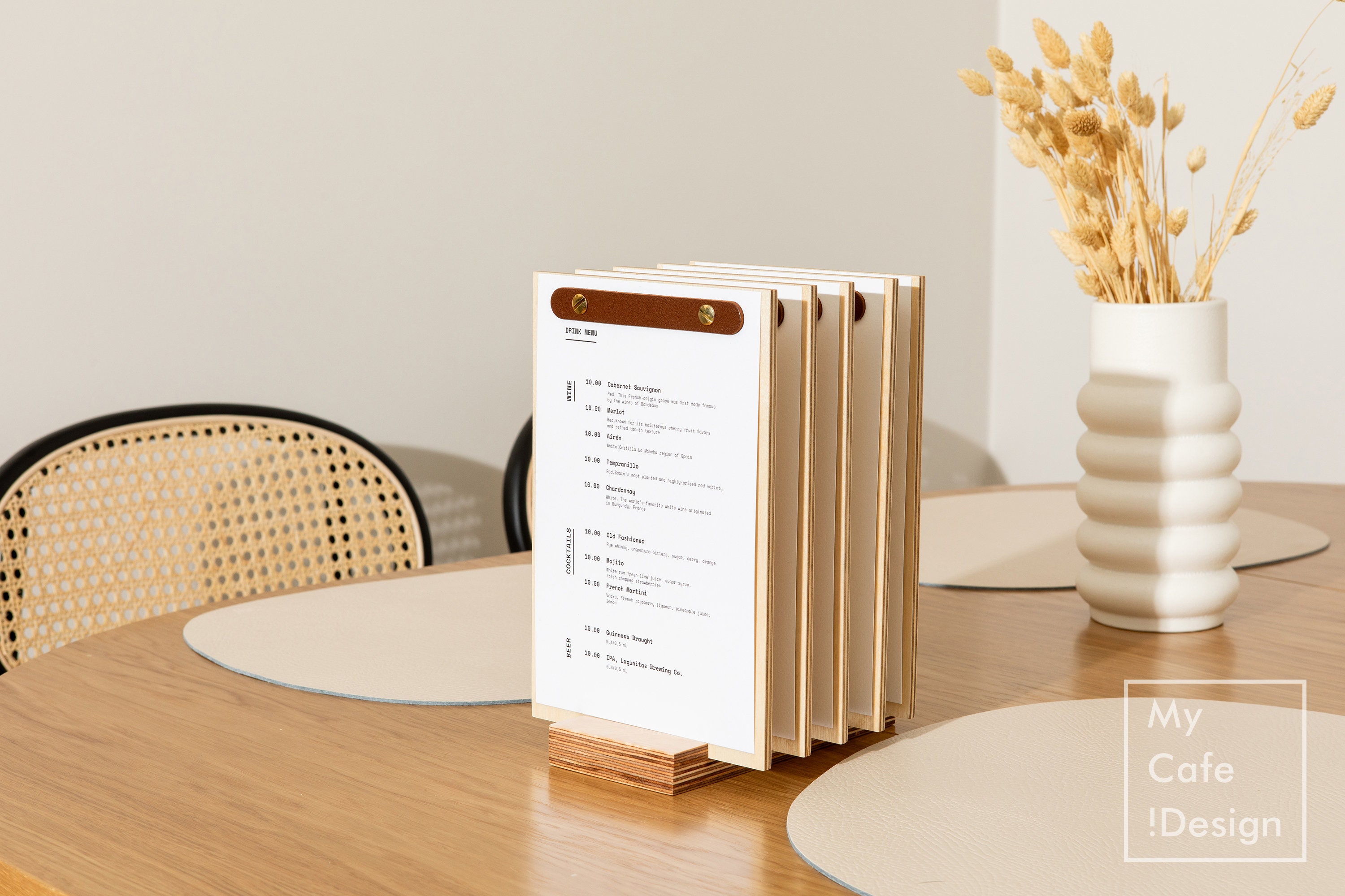 Wooden Menu Holder Set of 5 With Base for Restaurant, Custom Bar Menu ...