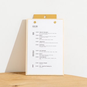 Menu Holder With Brass Wall Mount, Custom Engraved Sign, Personalized ...