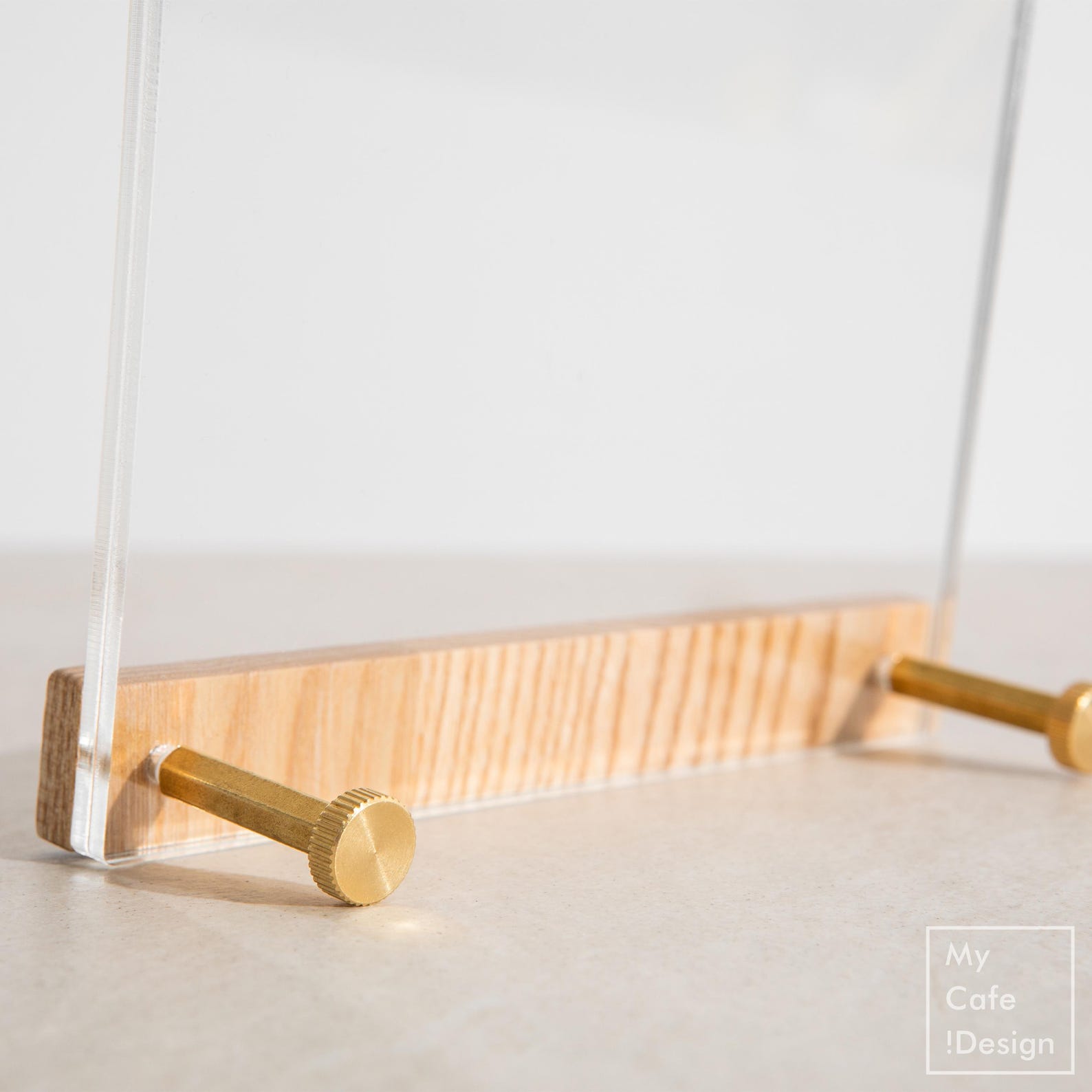Clear Acrylic Table Menu Stand: Ash Wood Base, Restaurant Cafe Display ...