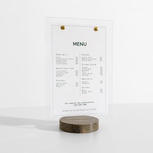 Acrylic Table Menu Holder – One Page Menu Table Tent & Plastic Sign ...