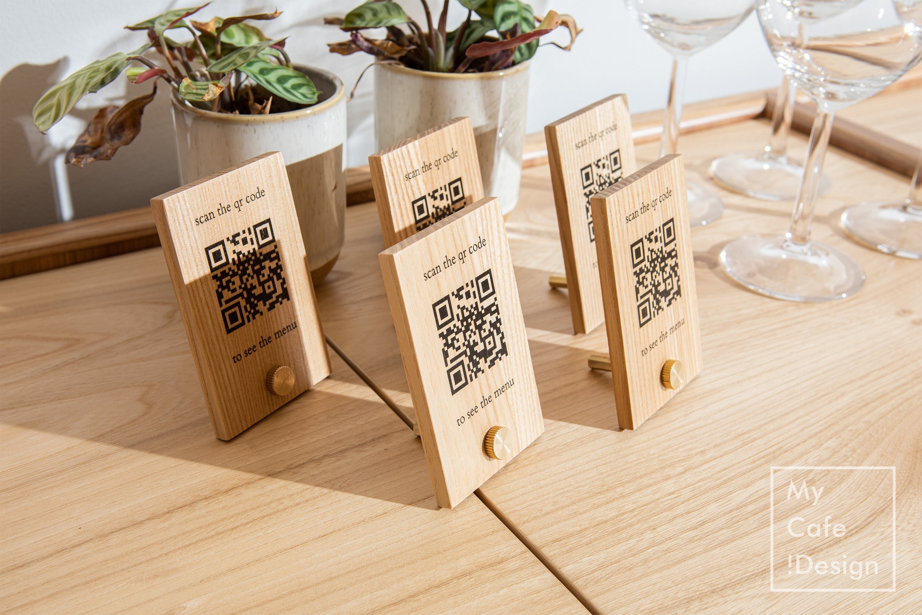 Wooden QR Code Sign Set, Qr Code Menu Ordering, QR Code Restaurant Menu ...