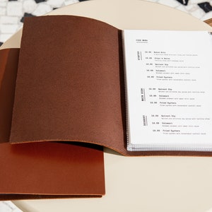 Leather Menu Cover, Restaurant Menu Holder With Logo, Menu with Sleeves ...