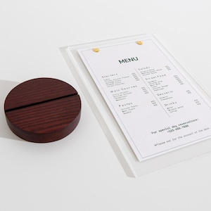 Acrylic Tabletop Menu Holder With Wood Base: Custom Sign - Etsy