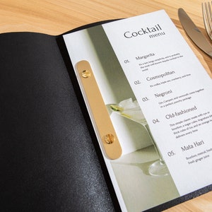 Restaurant Menu Cover, Leather Menu Holder, Porte Menu, Personalized ...
