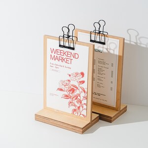 Wood Table Top Display Stand, Table Tent, Menu Holder for Restaurant ...