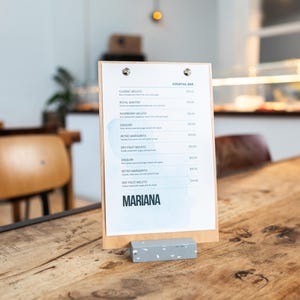 Custom Wood Table Top Display Stand, Menu Holder Stand, Sign Holder ...