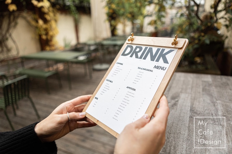Personalized Wood Menu Holder: Beverage Menu Board for Restaurant, Cafe ...