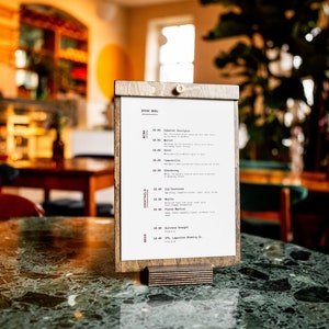 Custom Tabletop Menu - Wooden Menu Holder & Cafe Table Top Menu ...
