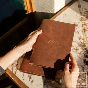 Recycled Leather Menu Holder: Custom Menu Folio for Restaurant, Cafe ...