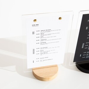 Acrylic Tabletop Menu Holder With Wood Base: Custom Sign - Etsy