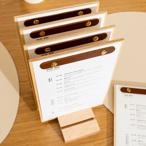 Wooden Menu Holder Set: Restaurant Menu Board With Leather Plank - Etsy