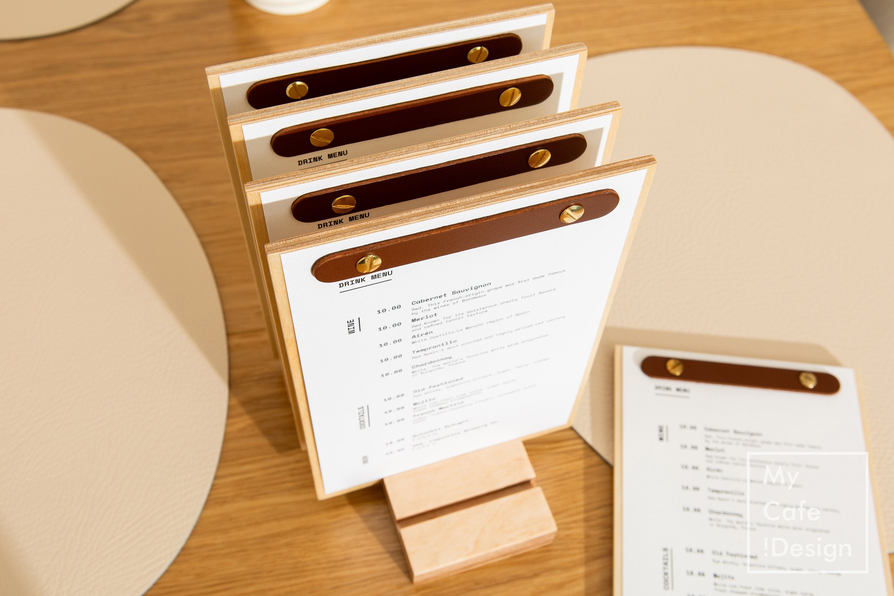Wooden Menu Holder Set of 5 With Base for Restaurant, Custom Bar Menu ...