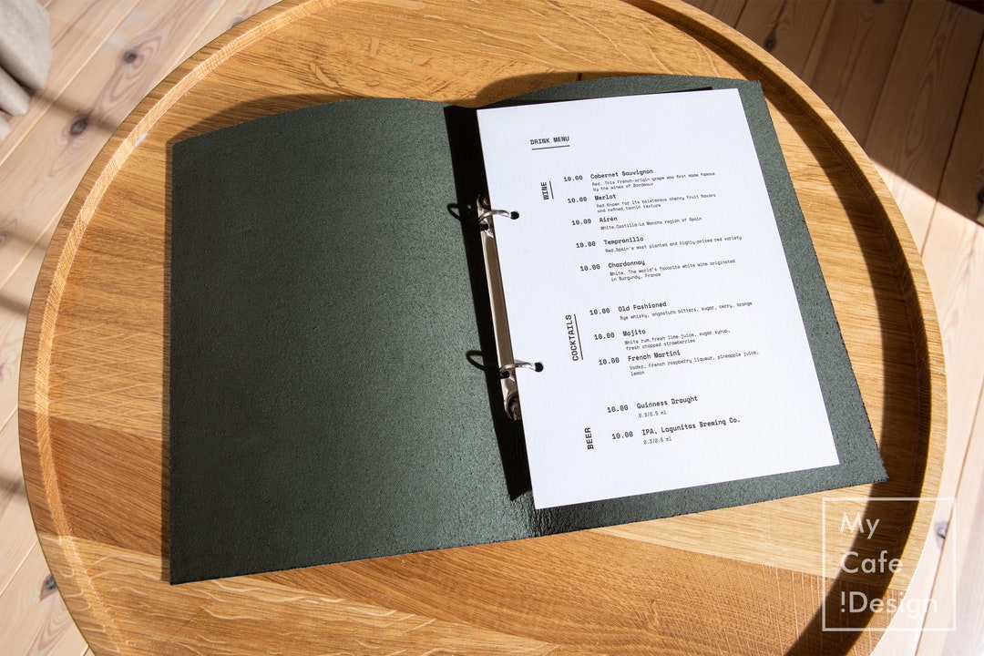 Leather Restaurant Menu Cover: Personalized Menu Book for Cafe & Bar - Etsy
